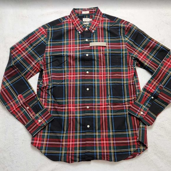 J. Crew | Shirts | Mens L J Crew Slim Secret Wash Cotton Poplin Shirt In Black Stewart Tartan ...